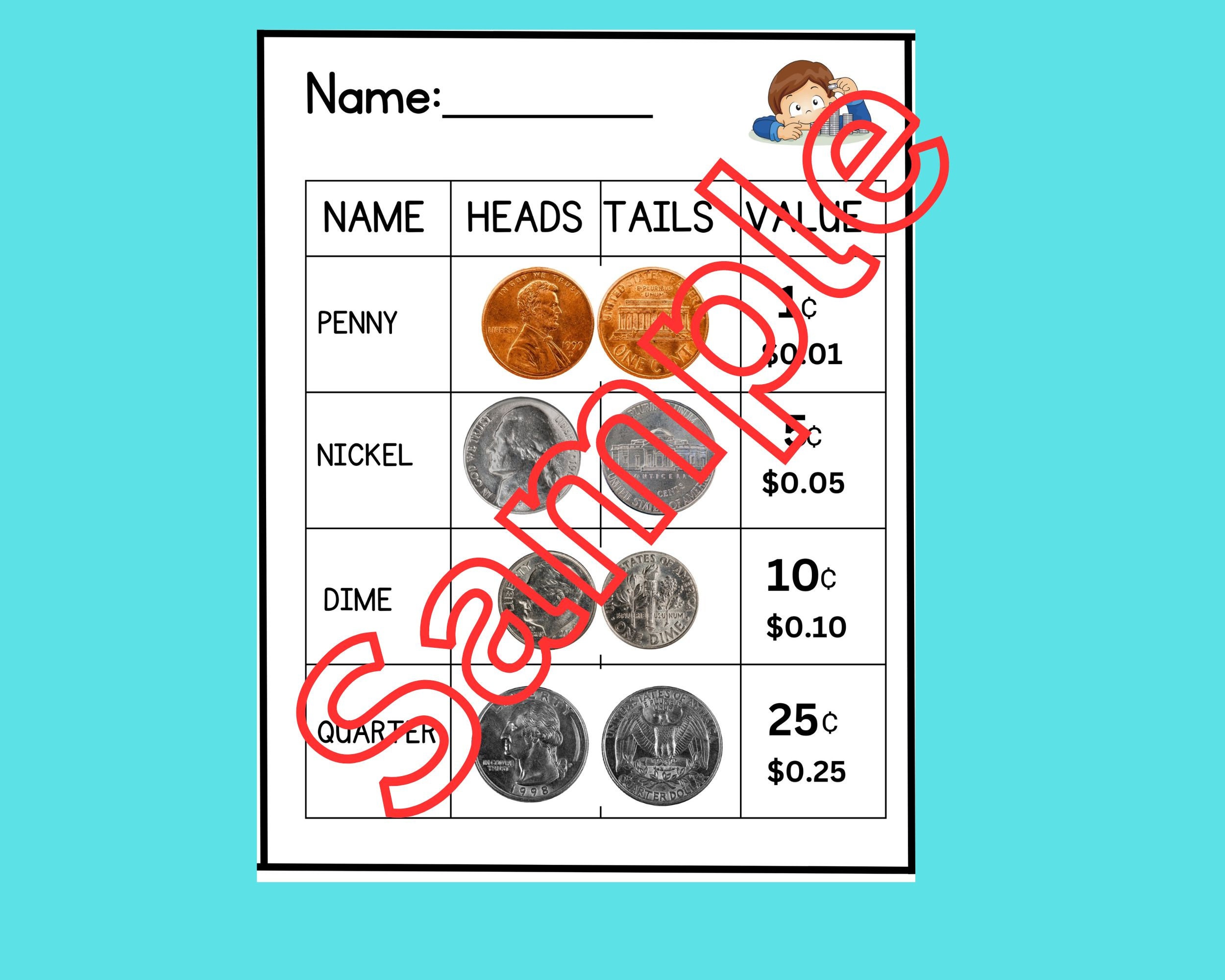 Instant Download Printable Coin Worksheets, Learn Coins, Count Money ...