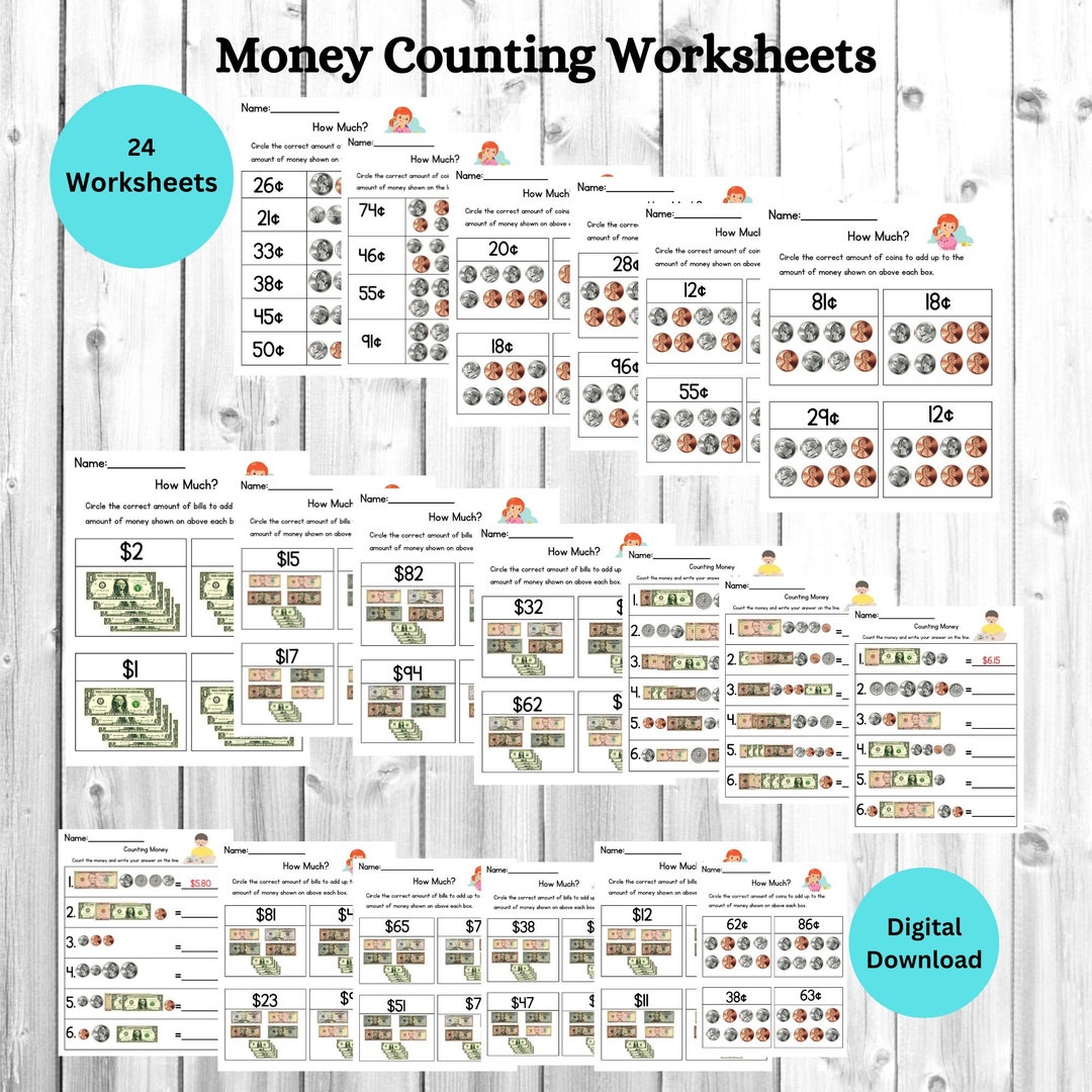 24 Instant Download Printable Coin Worksheets, Learn Coins, Count Money ...