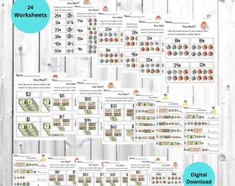 Instant Download Printable Coin Worksheets, Learn Coins, Count Money ...