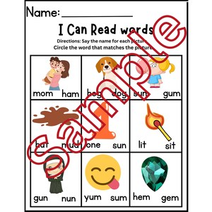 15 Kindergarten Reading Worksheets CVC Word Families Phonics Kids ...