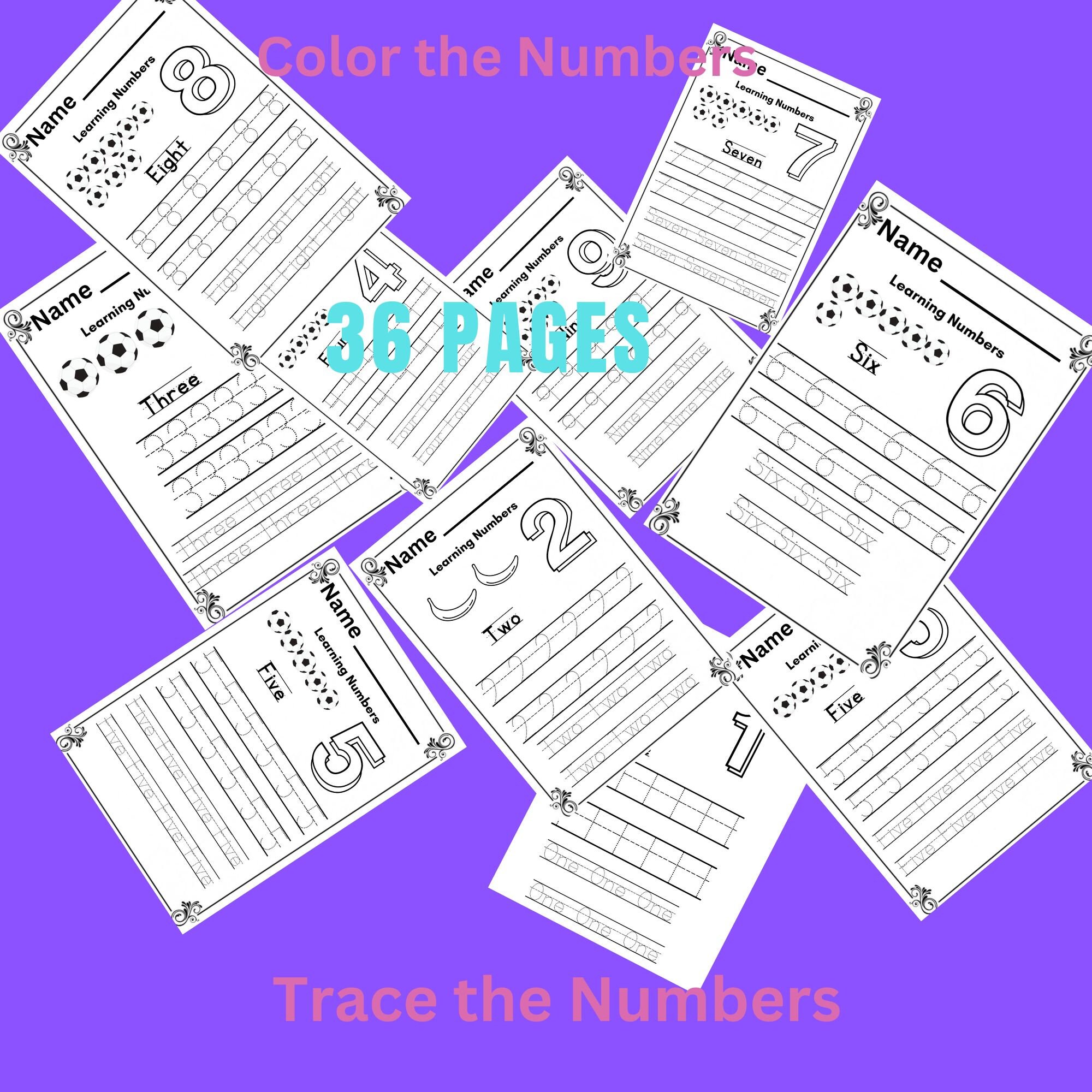 36 Preschool Pre-k + Kindergarten Alphabets & Numbers 1-10 Learning ...