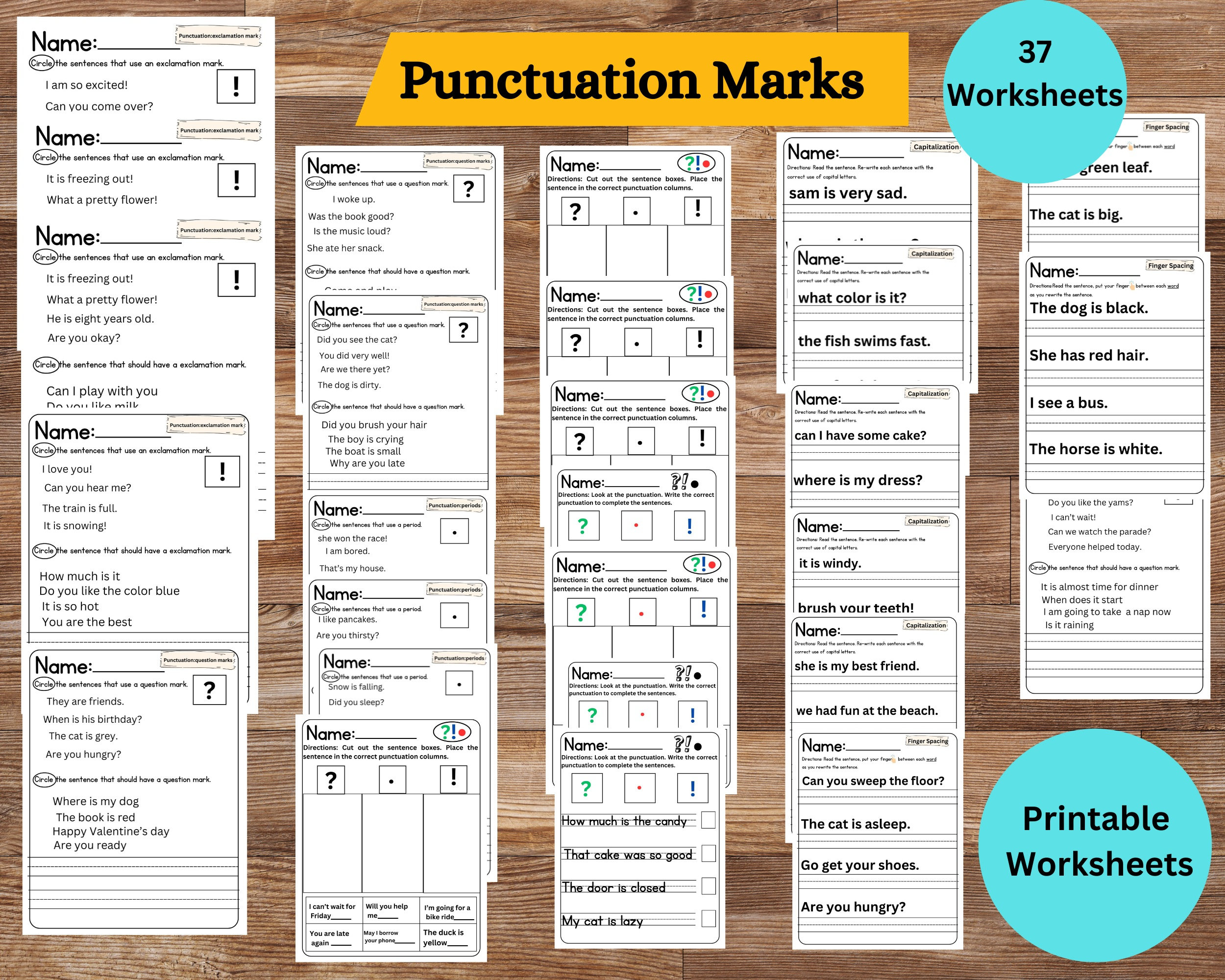 37 Punctuation Worksheets| Preschoo|kindergarten|homeschool |printable ...