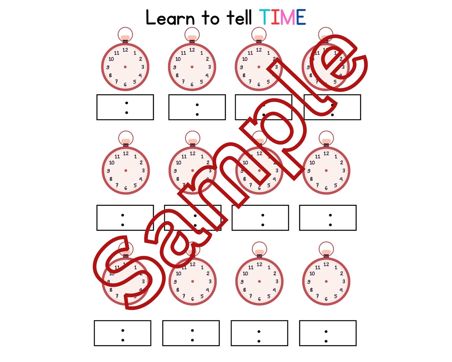 Learning Time Printable | Telling Time Clock Worksheets | Printable ...