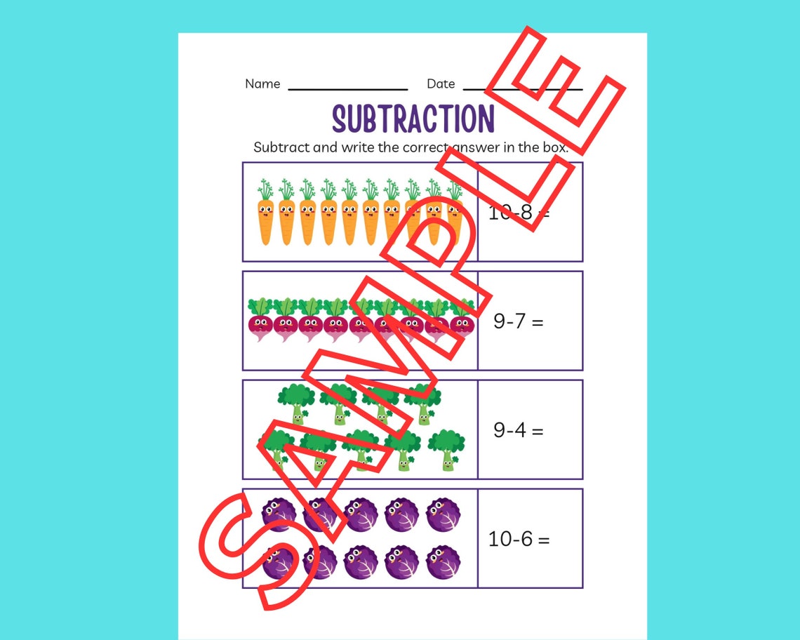 Math Printable Worksheets|kindregarten| 1st Grade Subtraction ...