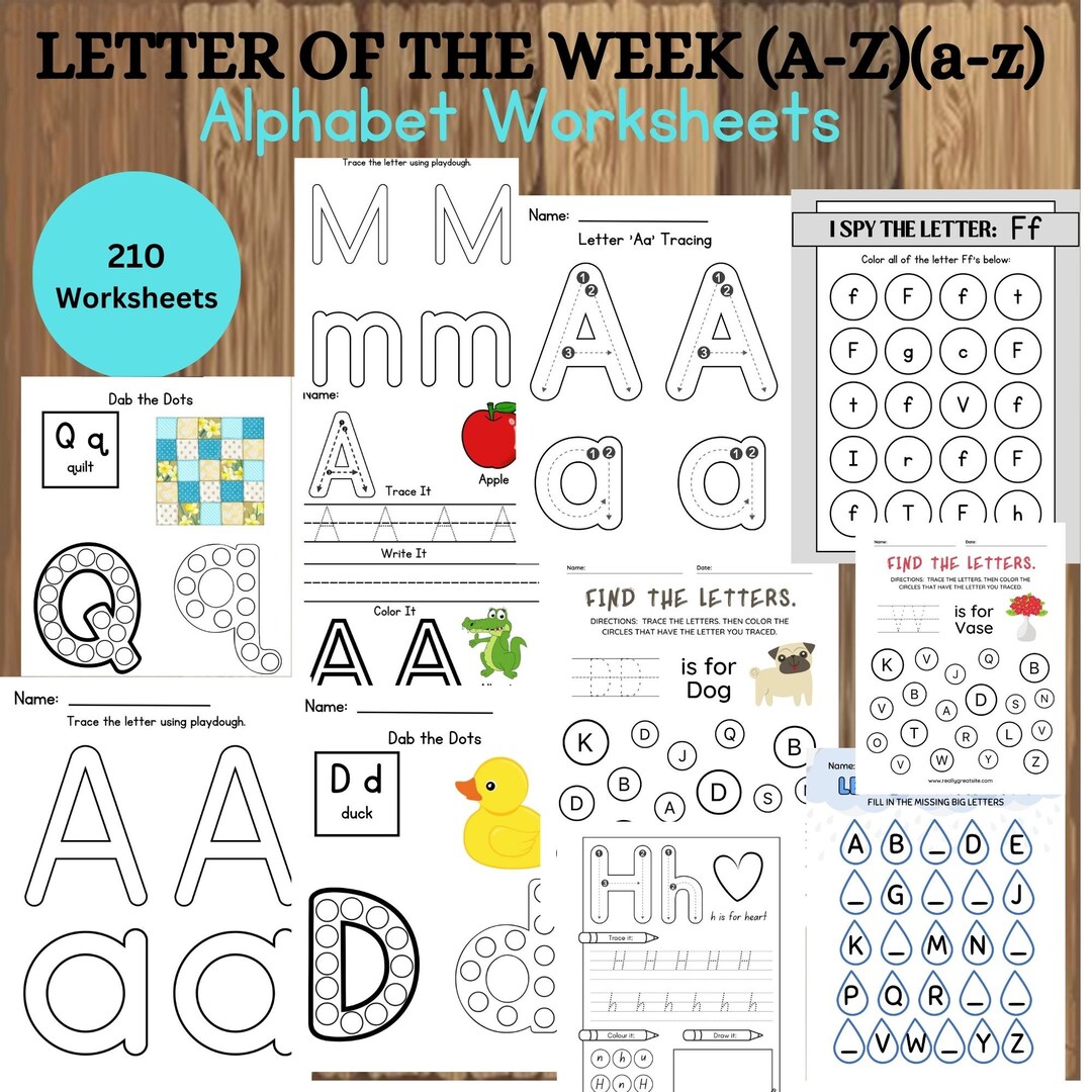 210 Alphabet Worksheets Printable, Alphabet Coloring Book, Learning ...