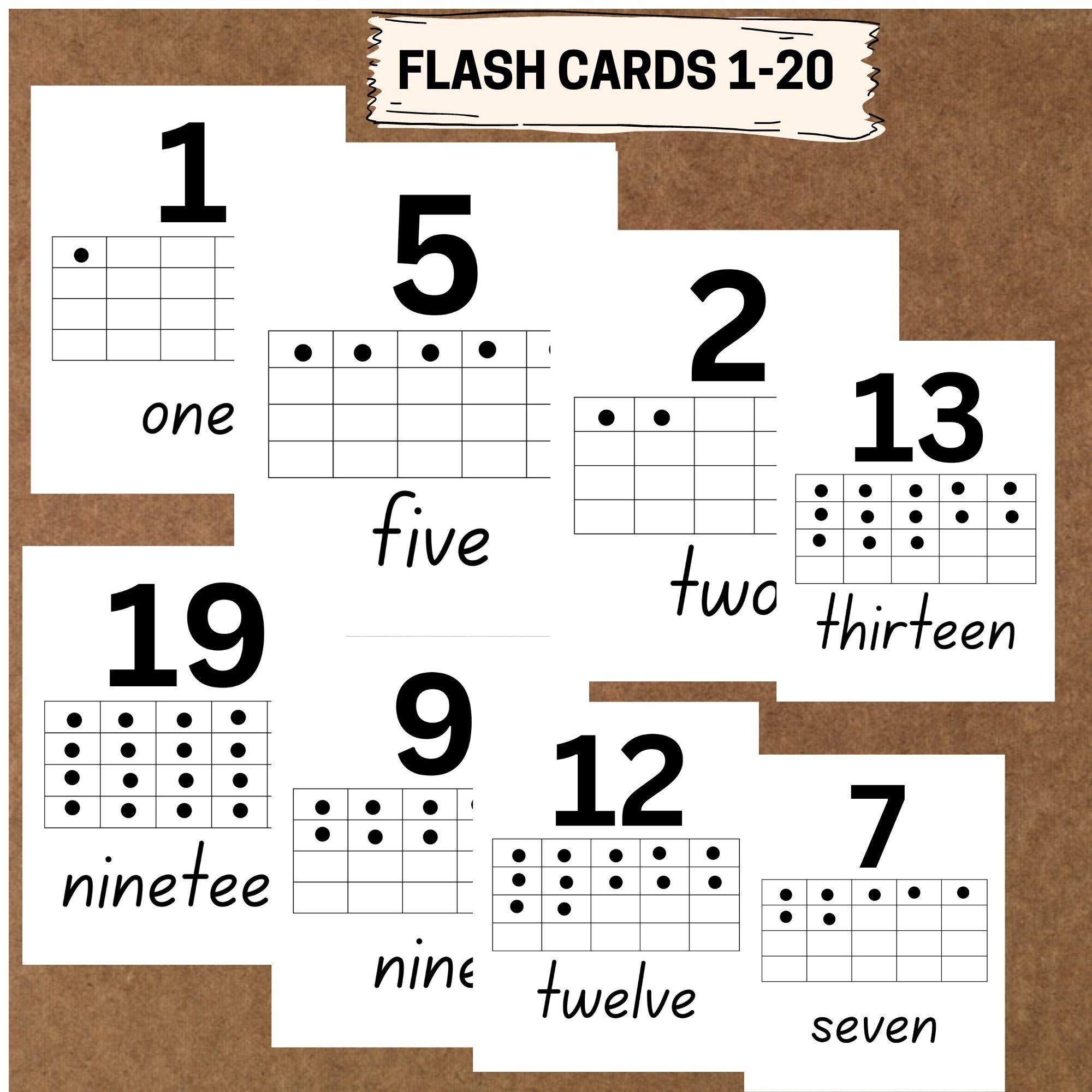 Number Flash Cards 1-20, Count to 20 Number Cards, Best for Preschool ...