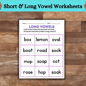 Vowels Worksheet Bundle, Kindergarten,long and Short Vowels, Homeschool ...
