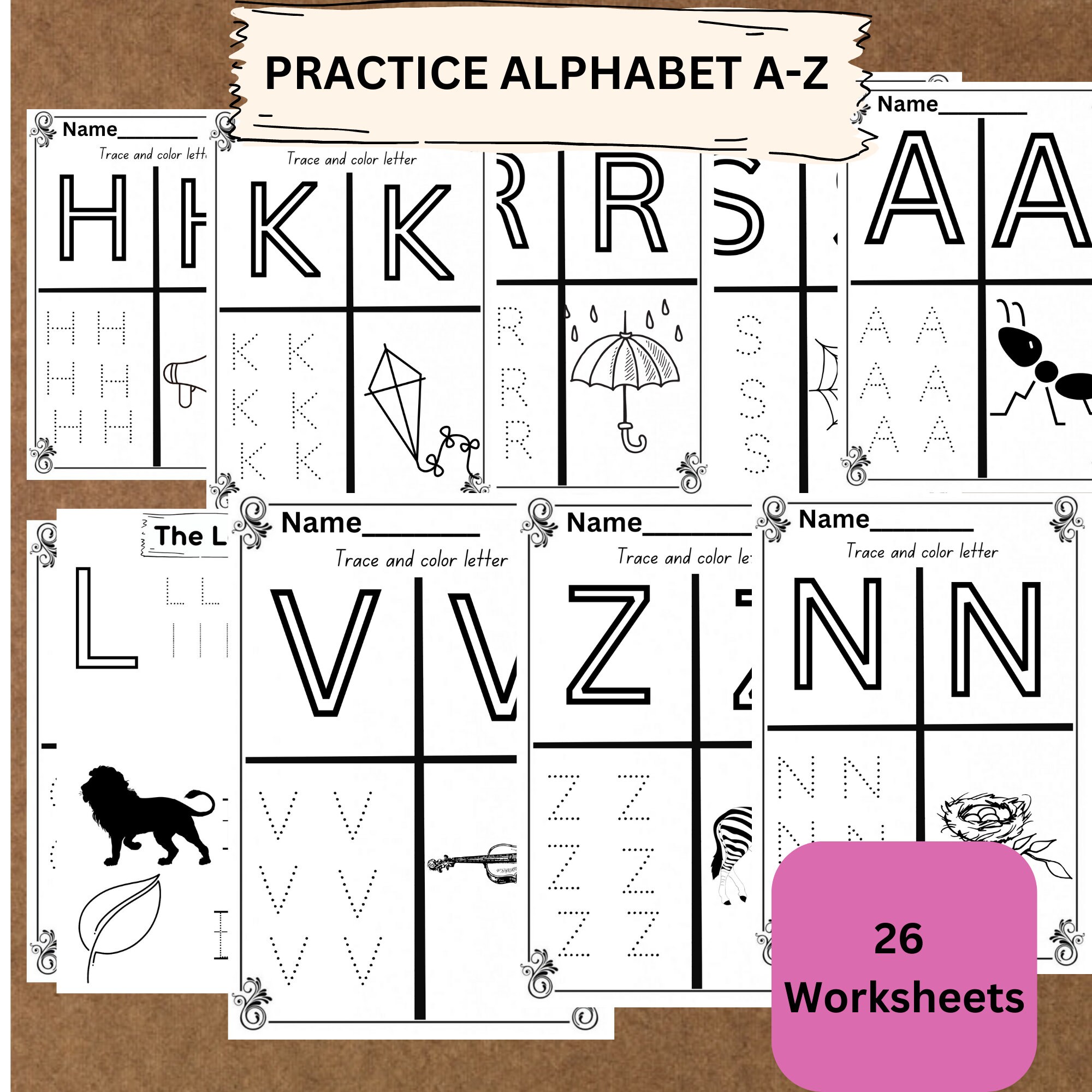 A-Z 26 Uppercase Alphabet Letter Printable Worksheets for Preschool ...