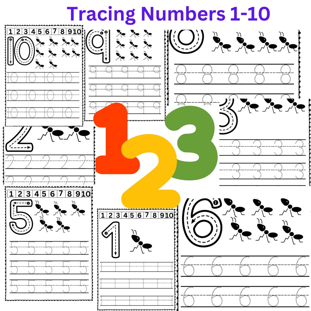 Number Tracing Worksheet 1-10. Printable Trace Numbers. Handwriting ...