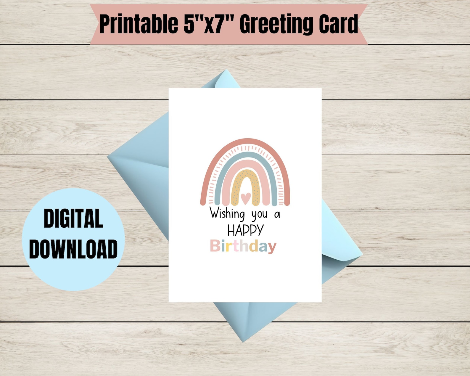 Printable Rainbow Happy Birthday Card for Kids,rainbow Birthday Card ...