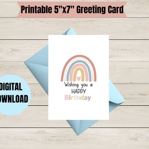 Printable Rainbow Happy Birthday Card for Kids,rainbow Birthday Card ...