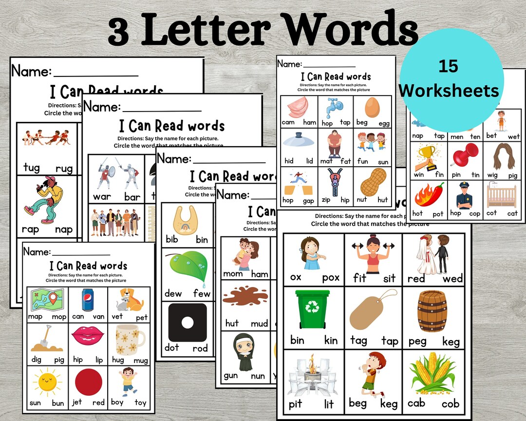 15 Kindergarten Reading Worksheets - CVC Word Families - Phonics Kids ...