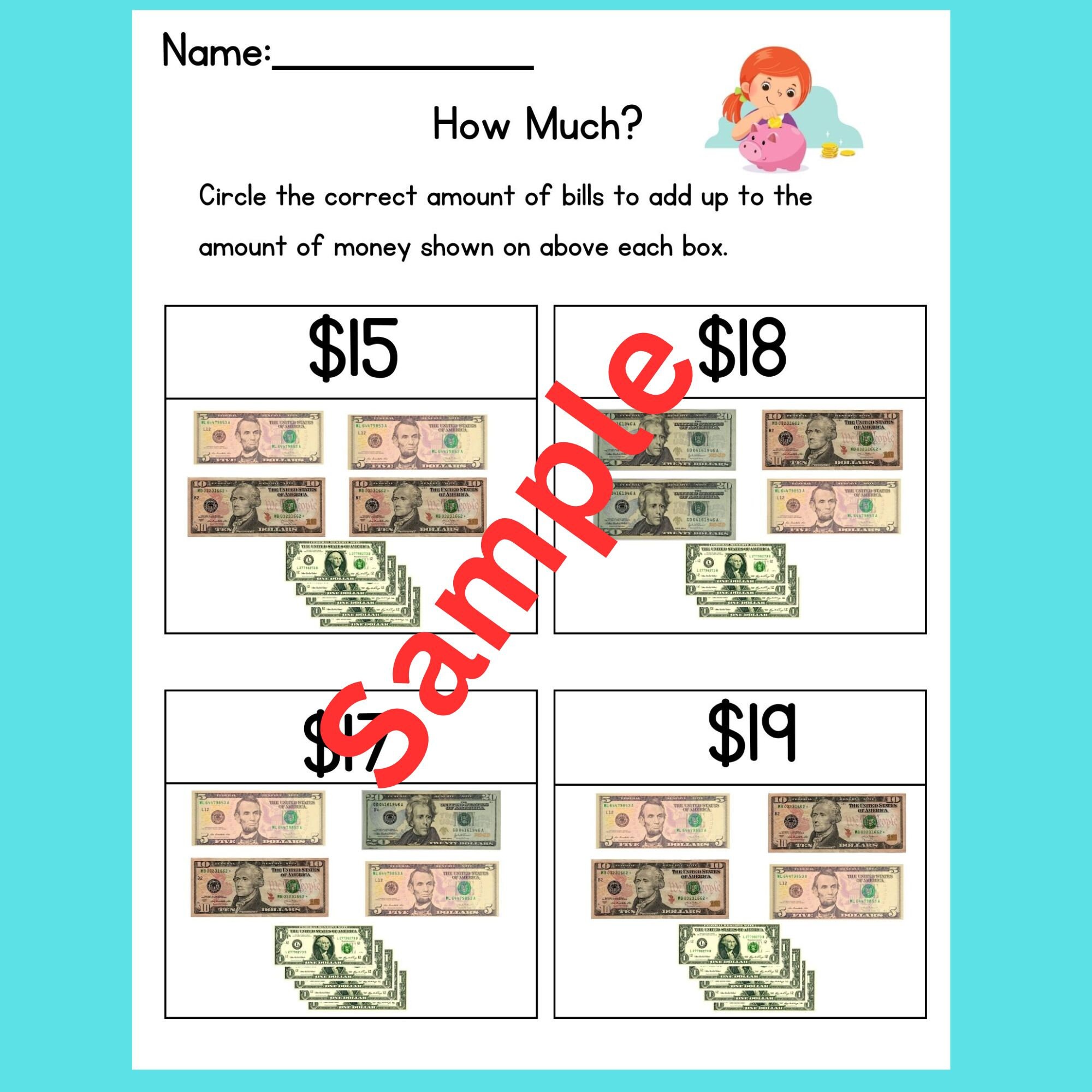 24 Instant Download Printable Coin Worksheets, Learn Coins, Count Money ...