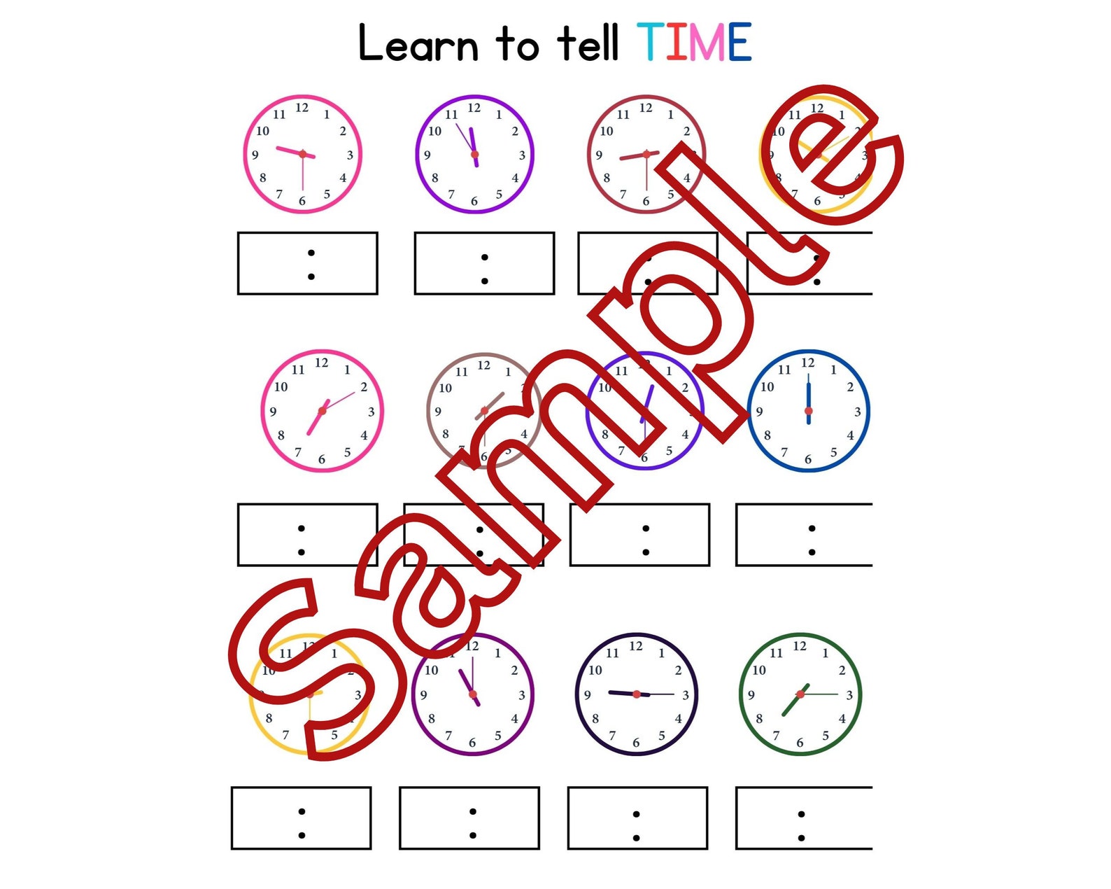 Learning Time Printable | Telling Time Clock Worksheets | Printable ...