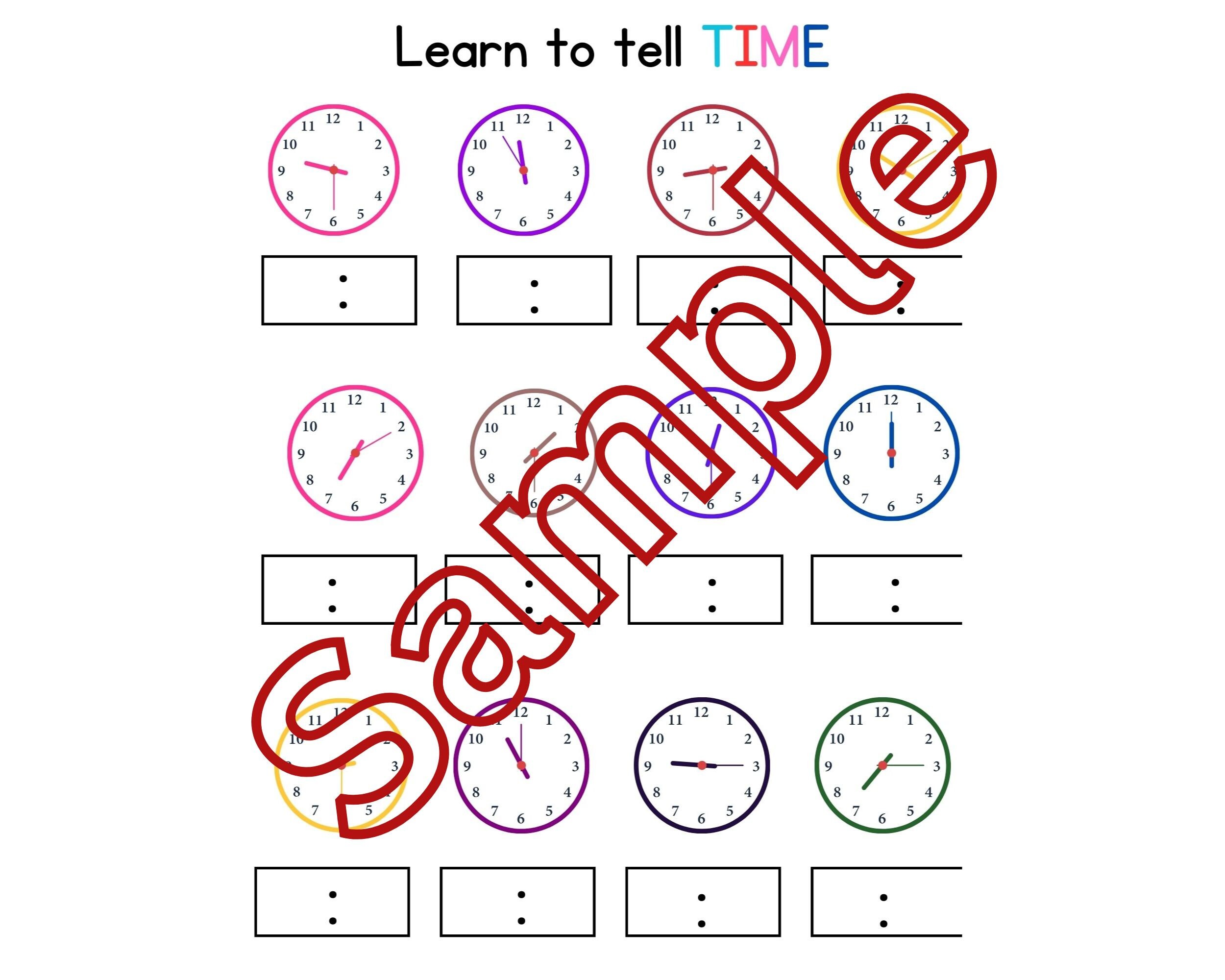 Learning Time Printable | Telling Time Clock Worksheets | Printable ...