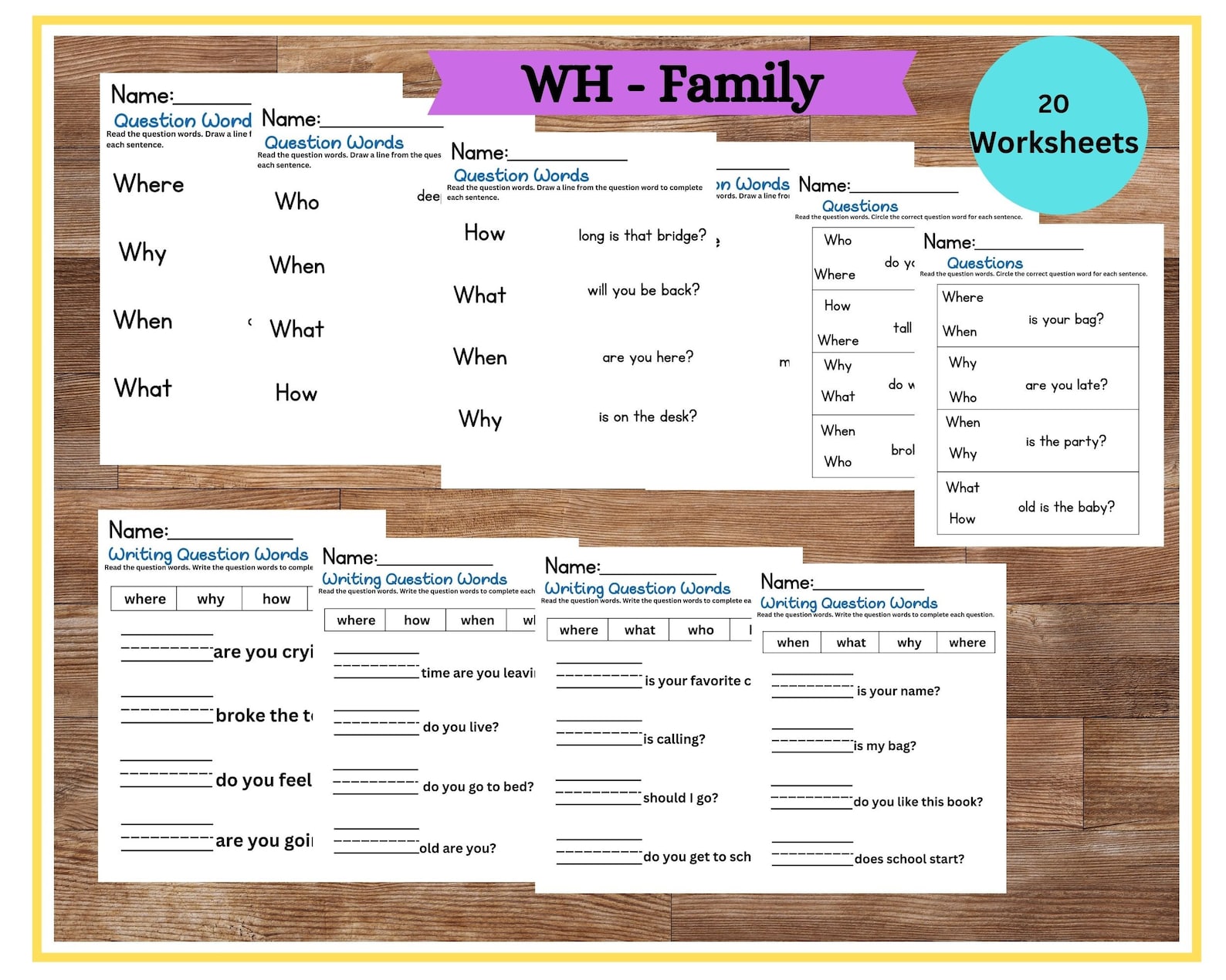 WH Family Question Words - Kindergarten - Homeshool- Learn to Read WH ...