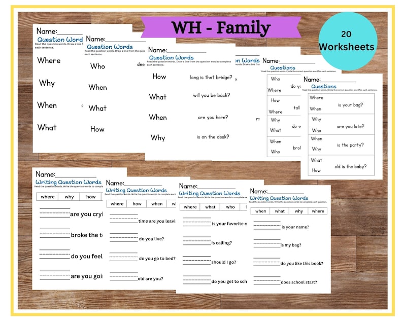 WH Family Question Words - Kindergarten - Homeshool- Learn to Read WH ...