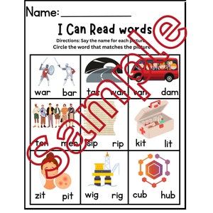 15 Kindergarten Reading Worksheets - CVC Word Families - Phonics Kids ...