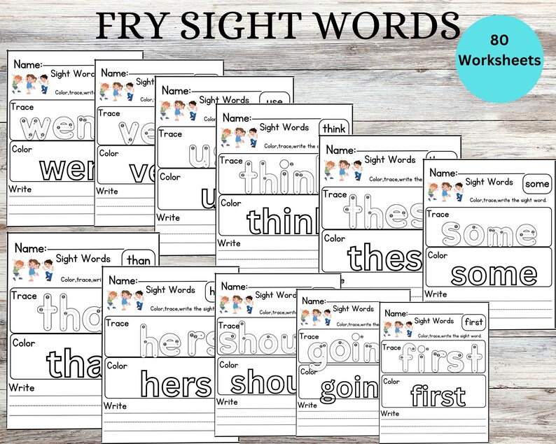 80 Sight Words, FRY, Spelling, Phonics, Preschool, Kindergarten, First ...