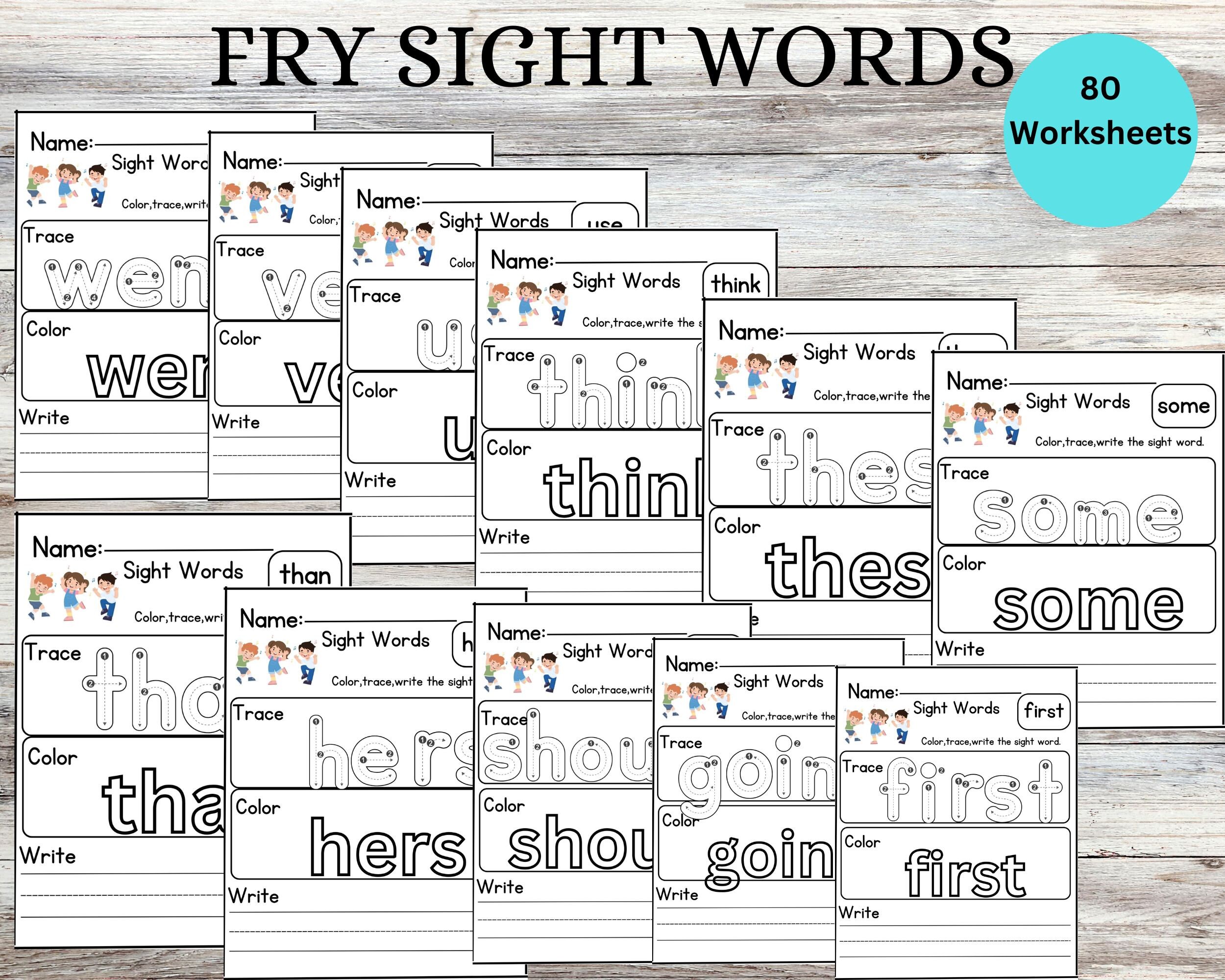 80 Sight Words, FRY, Spelling, Phonics, Preschool, Kindergarten, First ...
