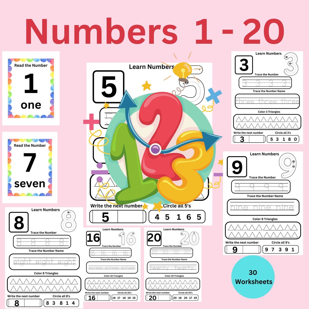 30 Worksheets Printable, Tracing,coloring Numbers, Preschool Curriculum ...