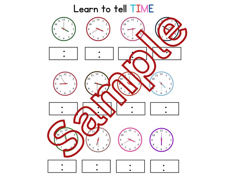 Learning Time Printable | Telling Time Clock Worksheets | Printable ...