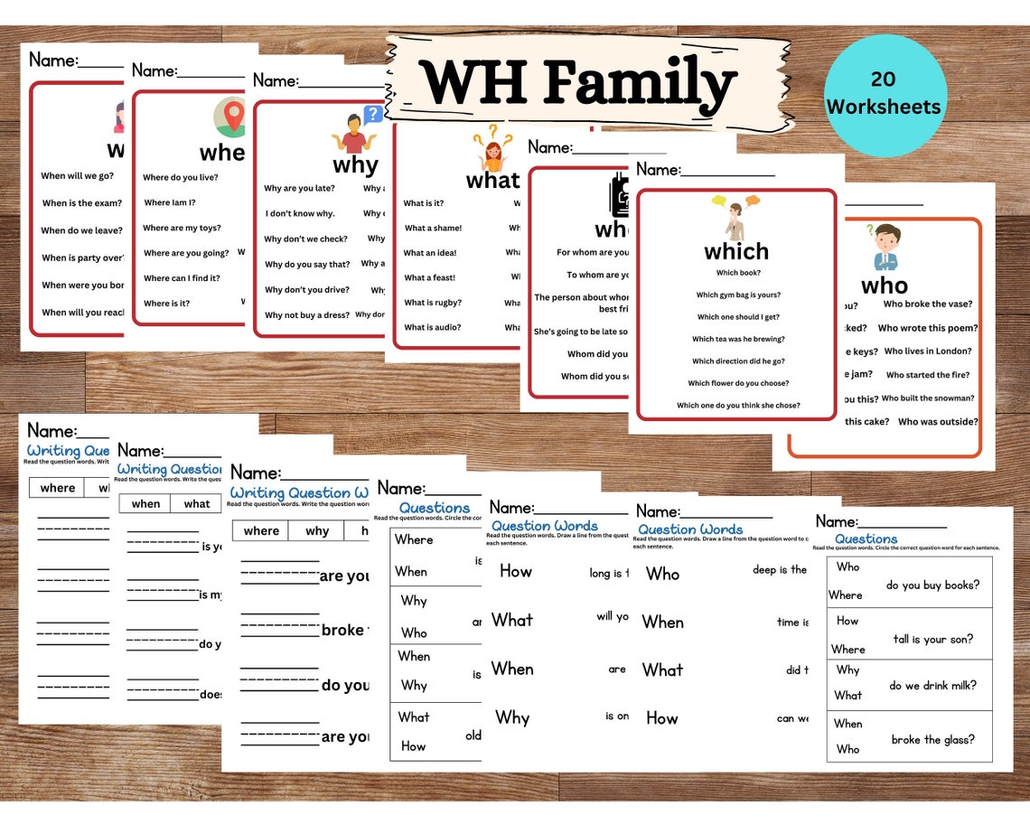 WH Family Question Words - Kindergarten - Homeshool- Learn to Read WH ...