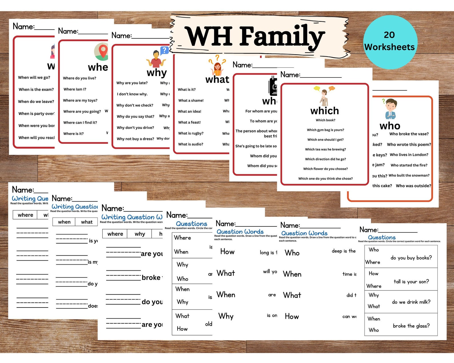WH Family Question Words - Kindergarten - Homeshool- Learn to Read WH ...