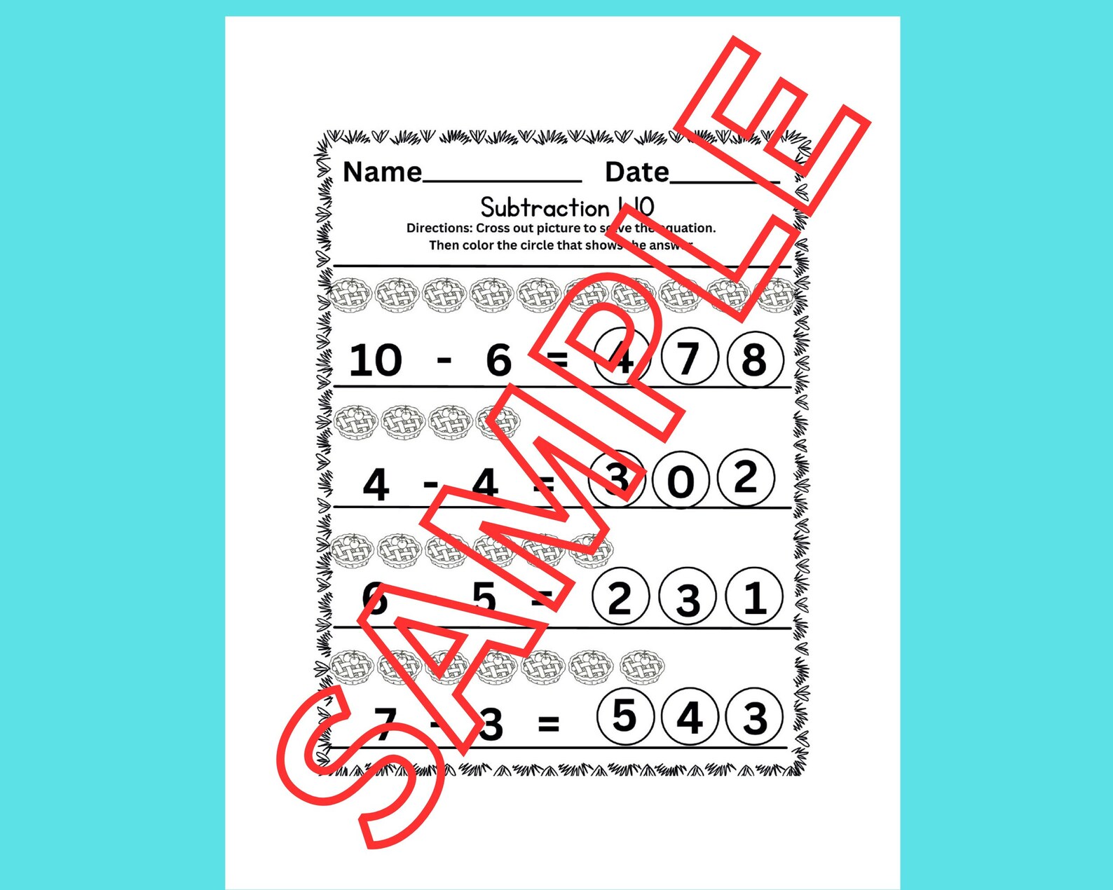 Math Printable Worksheets|kindregarten| 1st Grade Subtraction ...