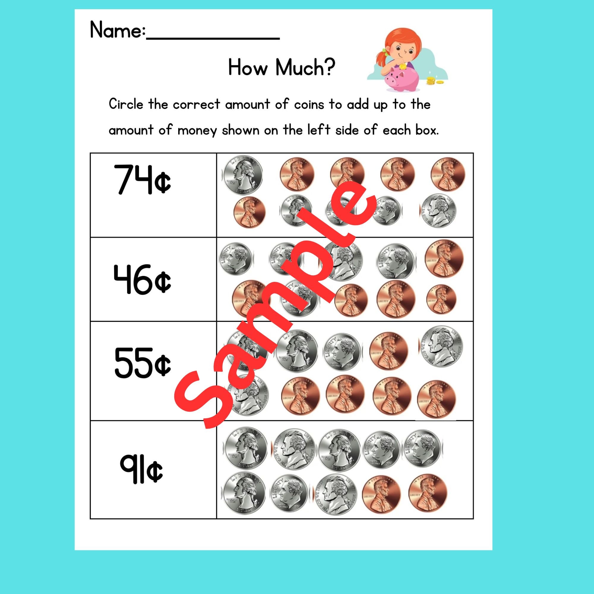 24 Instant Download Printable Coin Worksheets, Learn Coins, Count Money ...