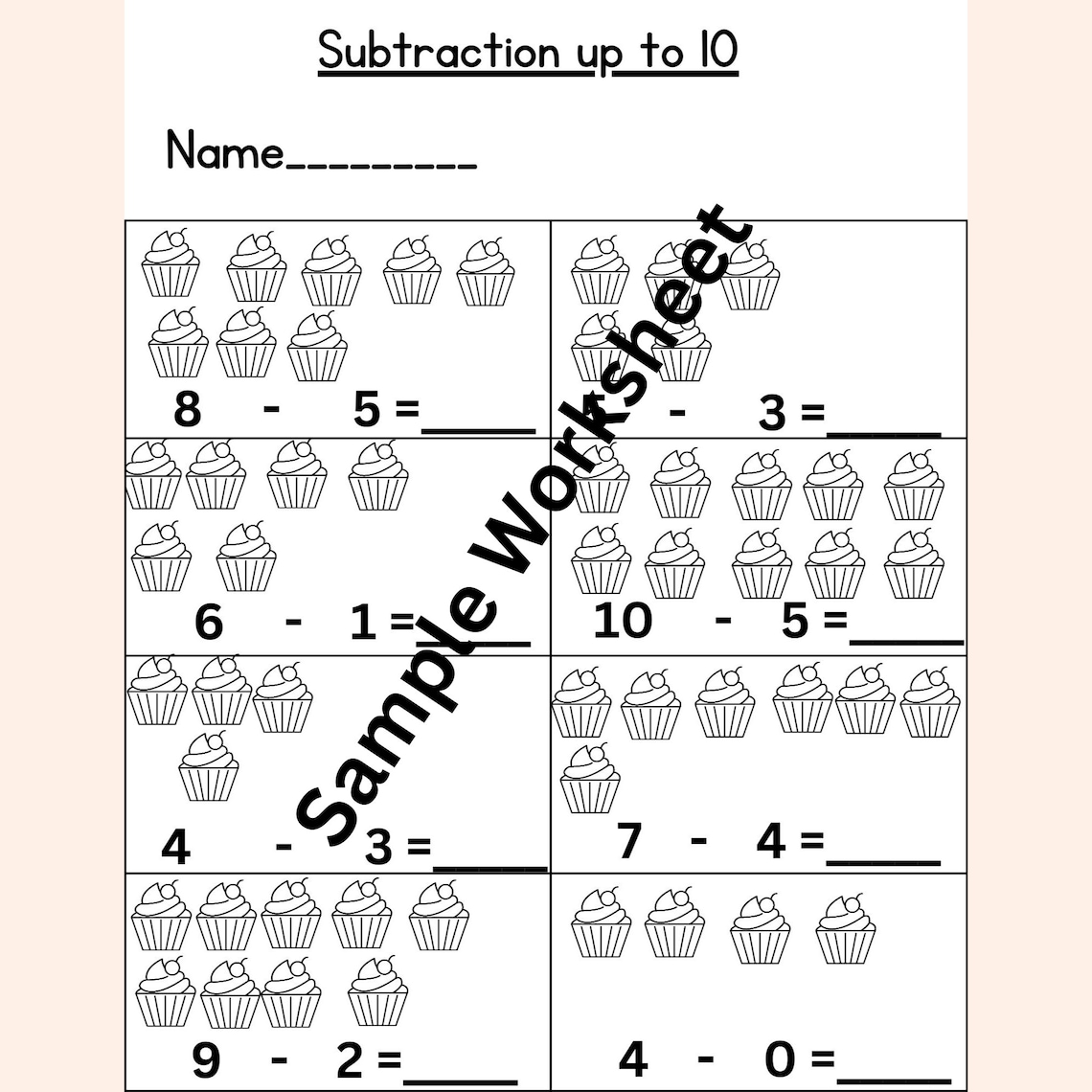 Kindergarten Subtraction ,math Printable, Subtraction Worksheet for ...