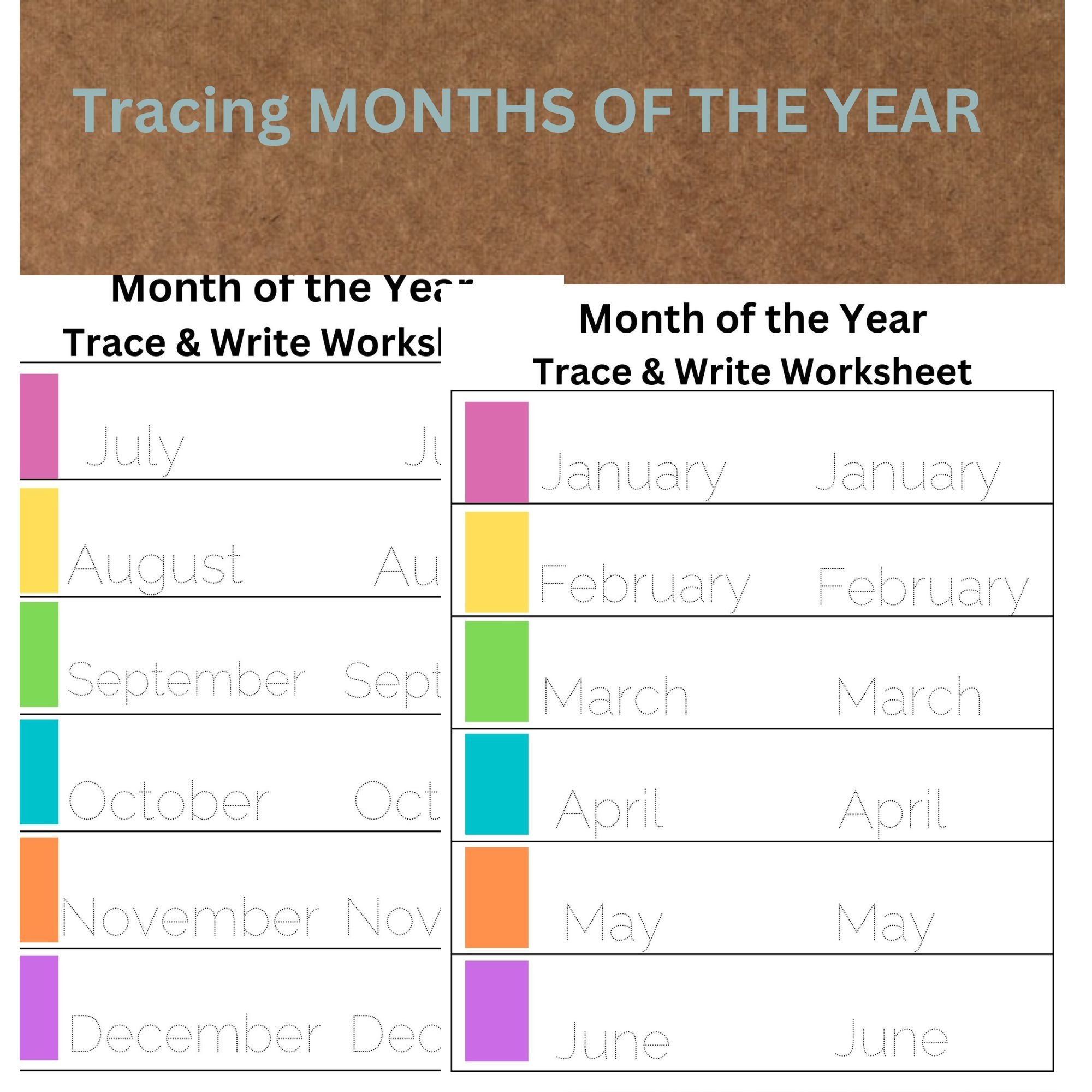 Tracing Months of the Year Worksheets, Learn to Write, Pre-k ...