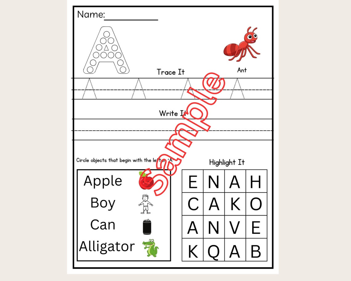 Letter of the Week Worksheets Printable, Alphabet Busy Book, Learning ...