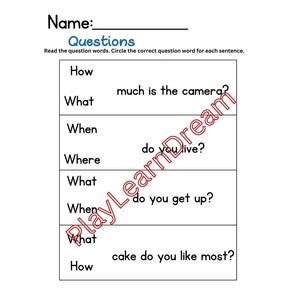 WH Family Question Words - Kindergarten - Homeshool- Learn to Read WH ...