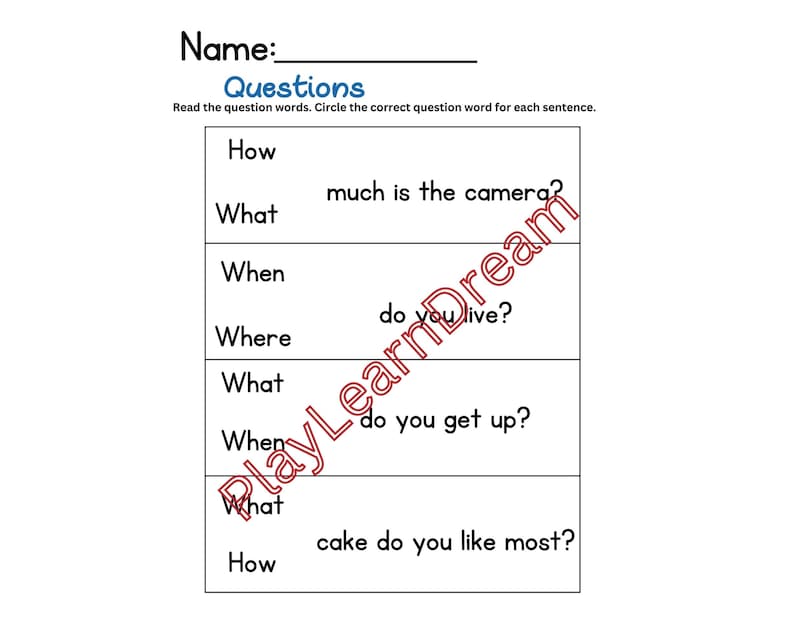WH Family Question Words - Kindergarten - Homeshool- Learn to Read WH ...