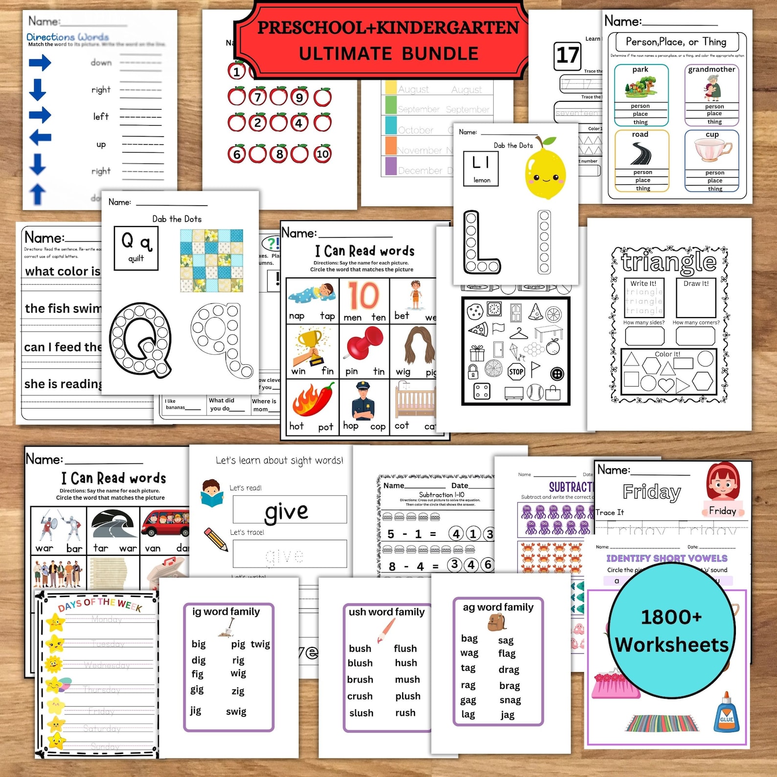 Preschool + Kindergarten Learning Bundle | 1800+ Pages | Activity ...