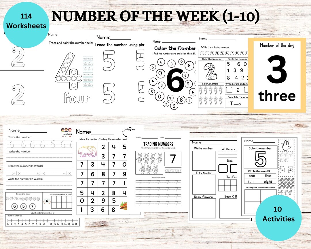 Number of the Week Worksheets Printable, Number Learning Busy Book ...
