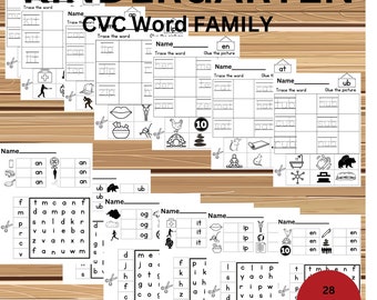 15 Kindergarten Reading Worksheets - CVC Word Families - Phonics Kids ...