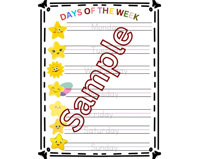 Preschool Days of the Week Worksheets, Kindergarten Days/week Practice ...