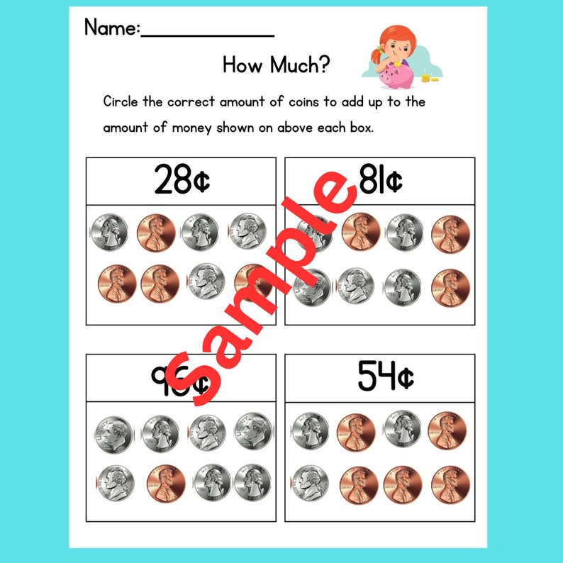 24 Instant Download Printable Coin Worksheets, Learn Coins, Count Money ...