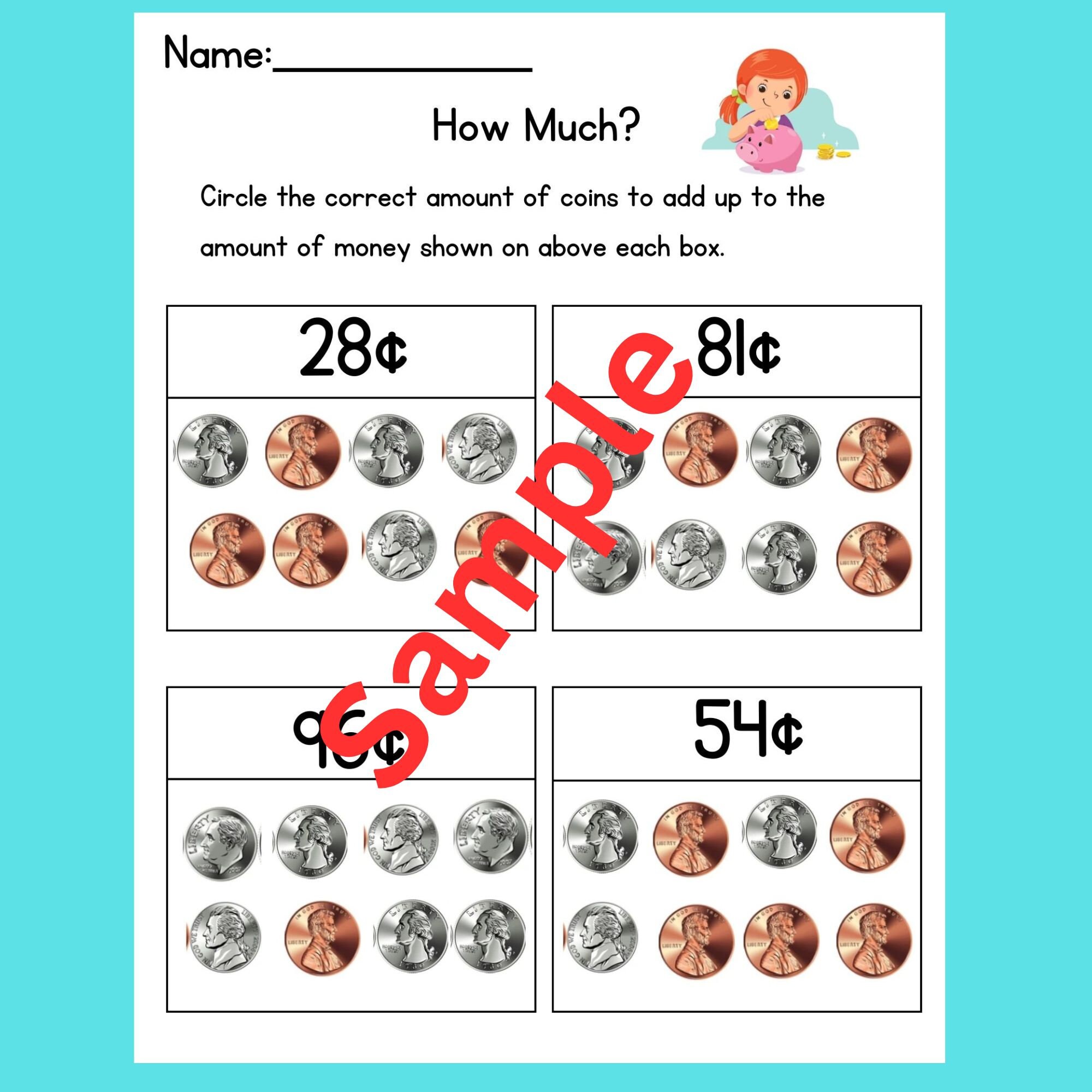 24 Instant Download Printable Coin Worksheets, Learn Coins, Count Money ...