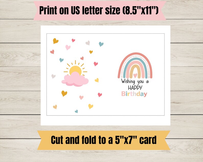 Printable Rainbow Happy Birthday Card for Kids,rainbow Birthday Card ...