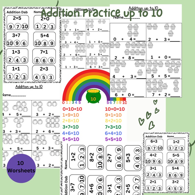Kindergarten Addition ,math Printable, Addition Worksheet for ...