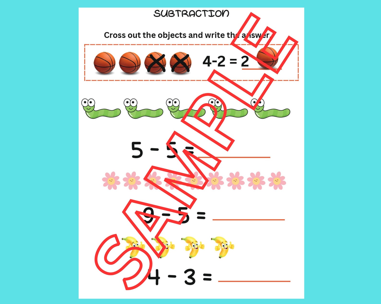 Math Printable Worksheets|kindregarten| 1st Grade Subtraction ...