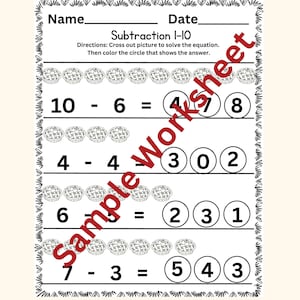 10 Worksheets Kindergarten Subtraction ,math Printable, Subtraction ...