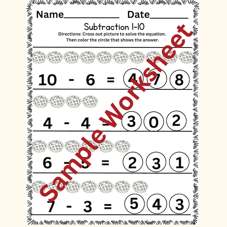 10 Worksheets Kindergarten Subtraction ,math Printable, Subtraction ...