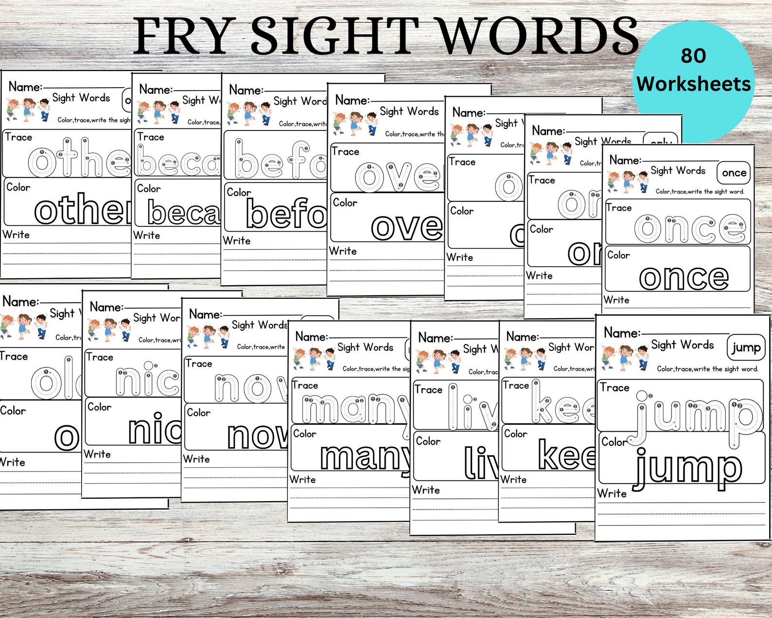 80 Sight Words, FRY, Spelling, Phonics, Preschool, Kindergarten, First ...