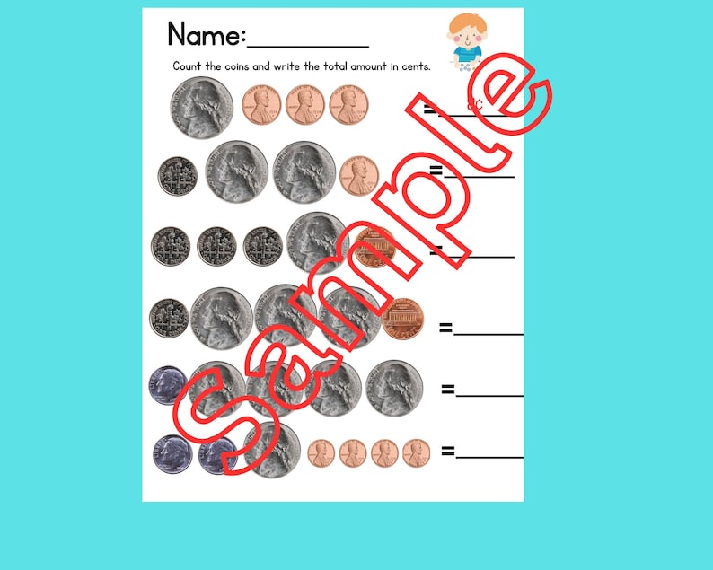 Instant Download Printable Coin Worksheets, Learn Coins, Count Money ...