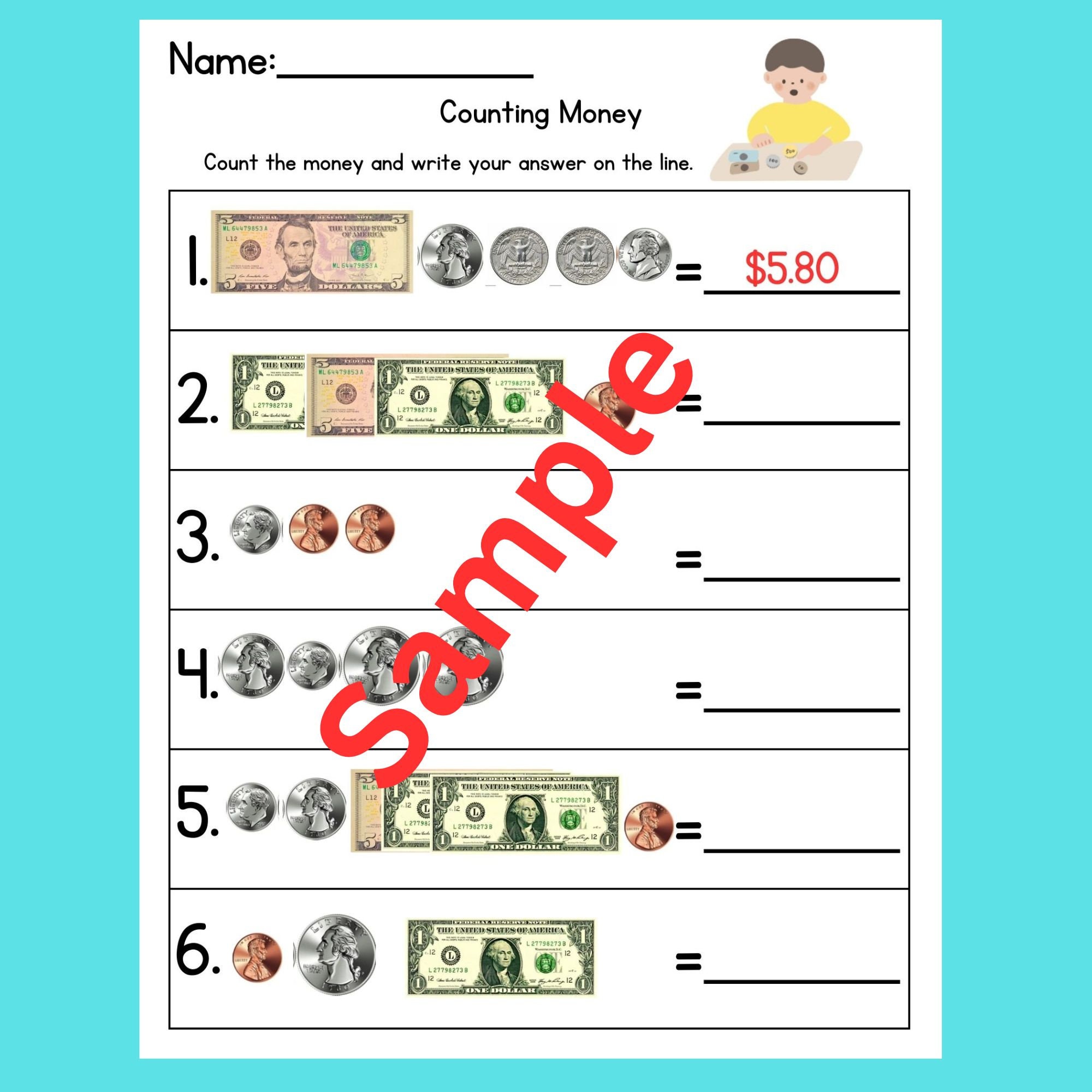 24 Instant Download Printable Coin Worksheets, Learn Coins, Count Money ...