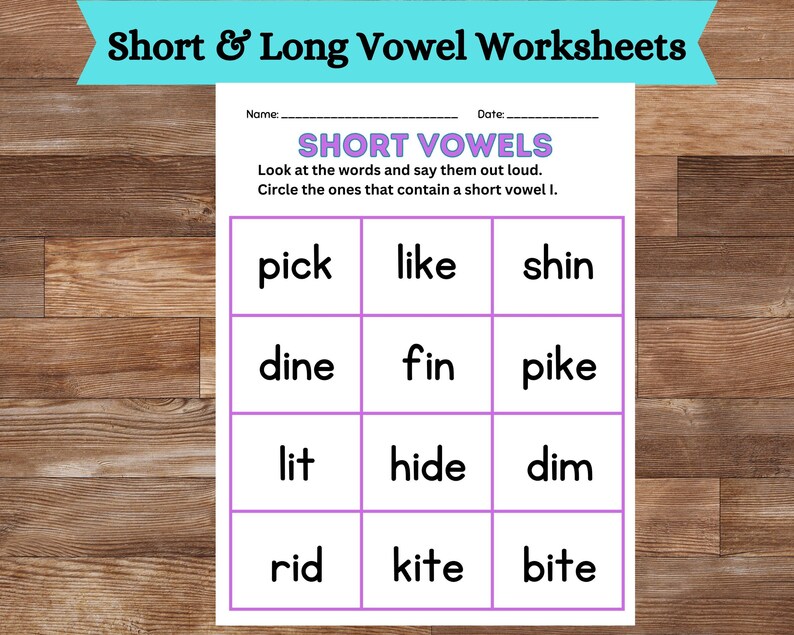 Vowels Worksheet Bundle, Kindergarten,long and Short Vowels, Homeschool ...
